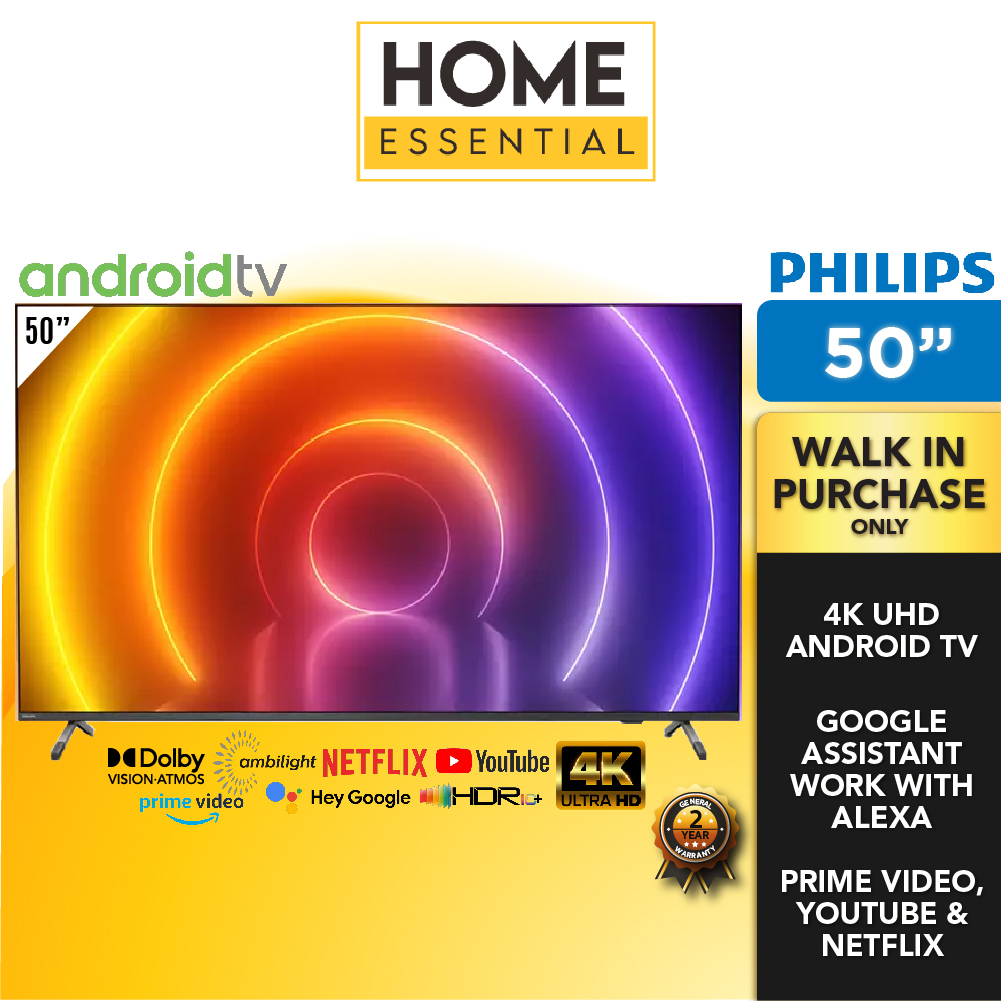 Philips 50 Inch 4K UHD Android TV 50PUT8516 | 3-Sided Ambilight ...