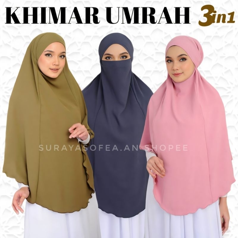 Khimar Labuh Berniqab Tali Tie Back / Tudung Bawal Sarung Bidang 60 ...