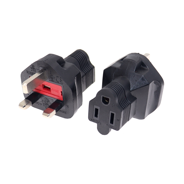 (1 unit) UK Malaysia 3 Pin Mains Plug to USA US NEMA 5-15R Female AC ...