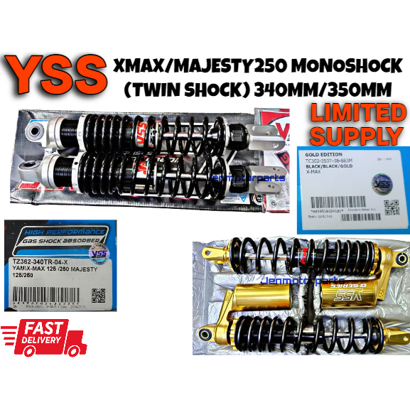 YSS SHOCK XMAX250 XMAX TWIN SHOCK 350MM TWIN SHOCK GOLD EDITION ...