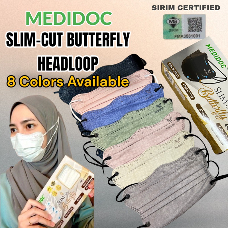 MEDIDOC Slim-Cut Headloop Butterfly FaceMask 4ply 20pcs Mask Rama Rama | Shopee Malaysia