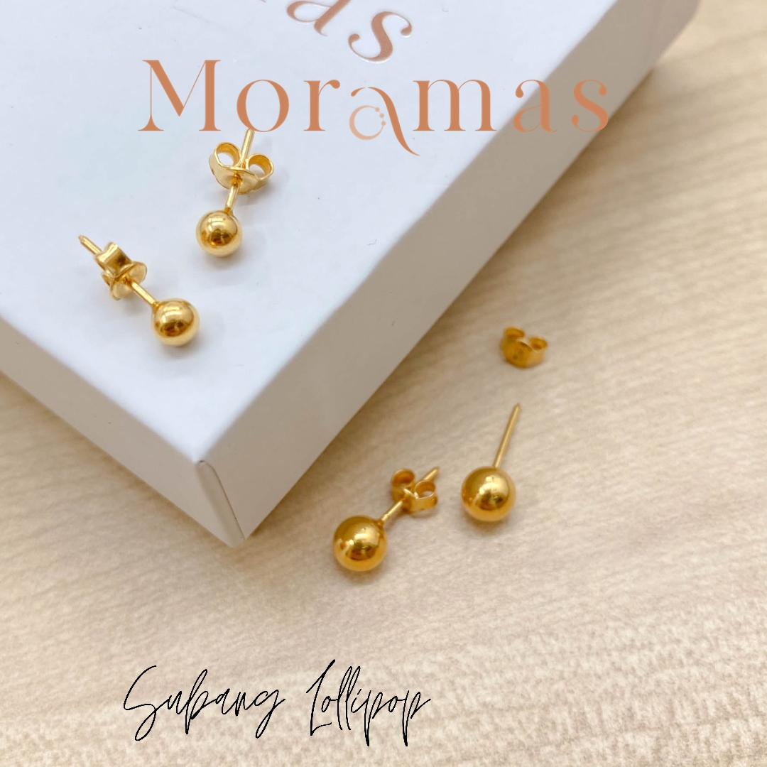 Moramas LOLLIPOP Stud Earrings 916 Gold/ Subang Paku LOLLIPOP Emas 916 ...