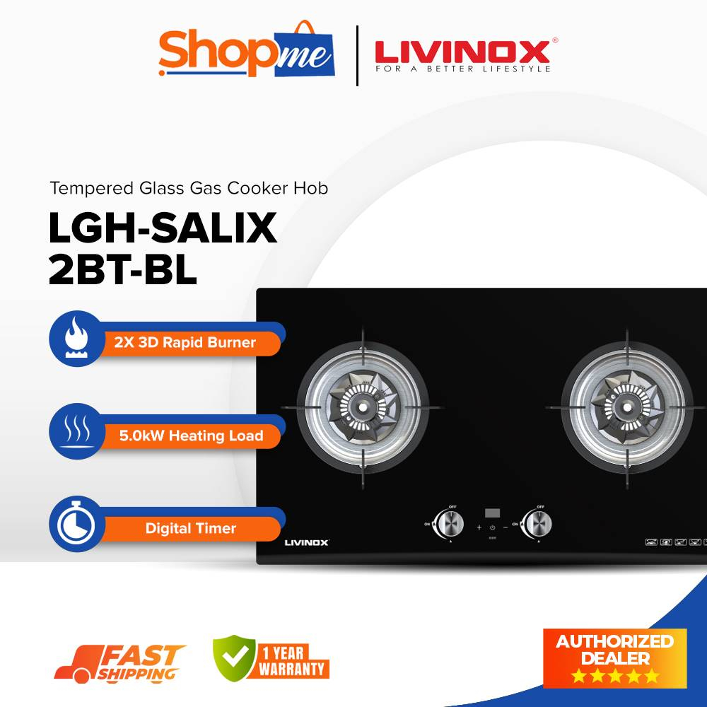 LIVINOX LGH-SALIX 2BT-BL Built-In Gas Cooker Hob LIVINOX SALIX 2BT ...