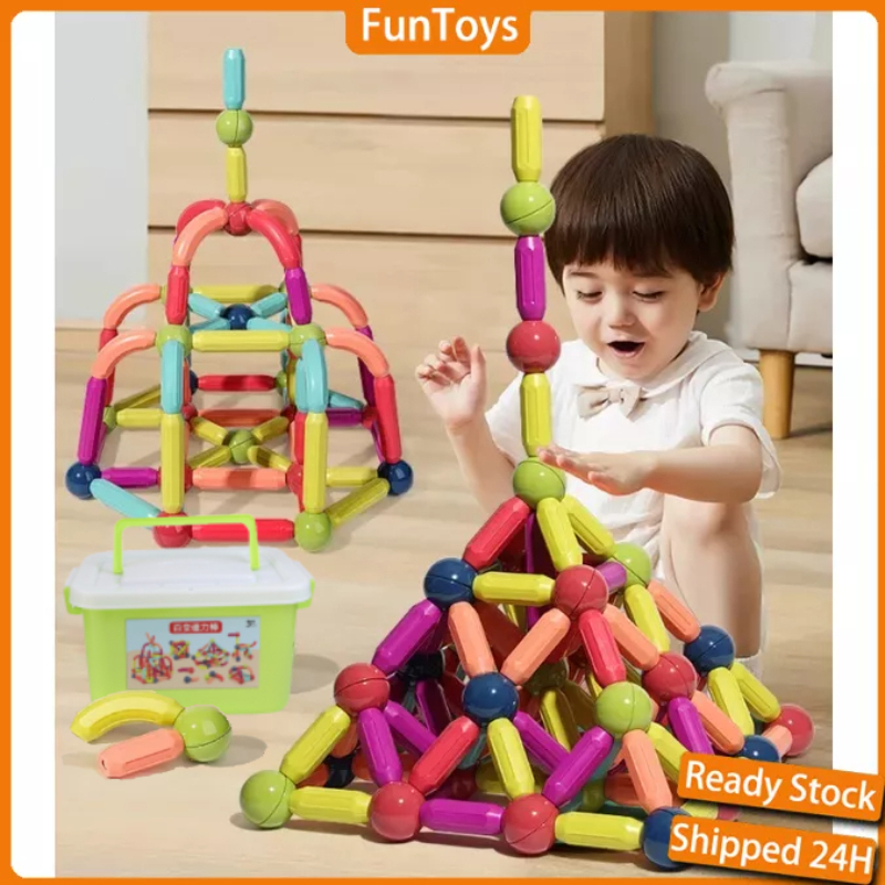 【24H】216PCS Kids Magnetic Stick Balls Building Toy Blocks With Storage ...