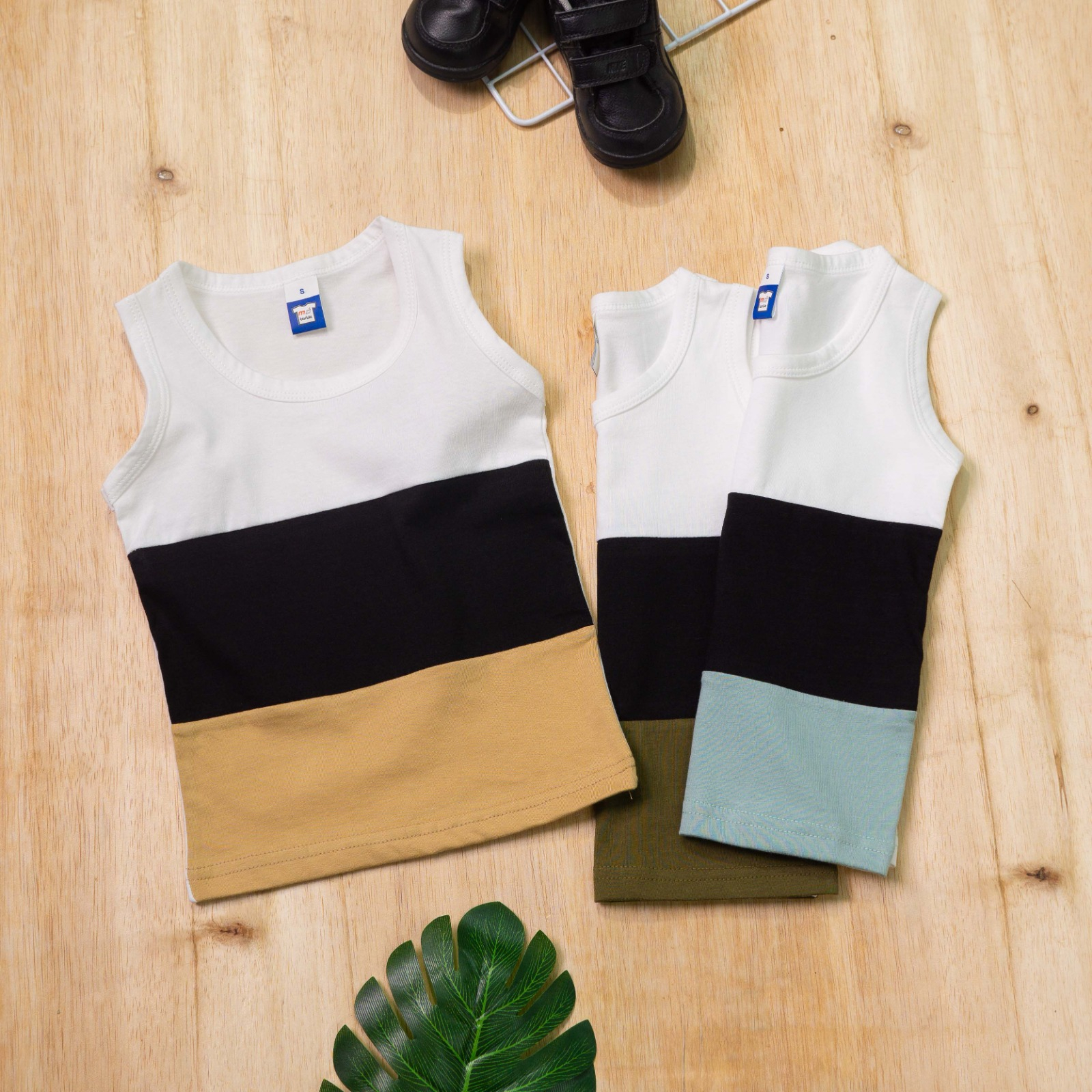 Happybiri Kids Singlet 3 Layer Color 100% Cotton Boy Fashion Singlet ...