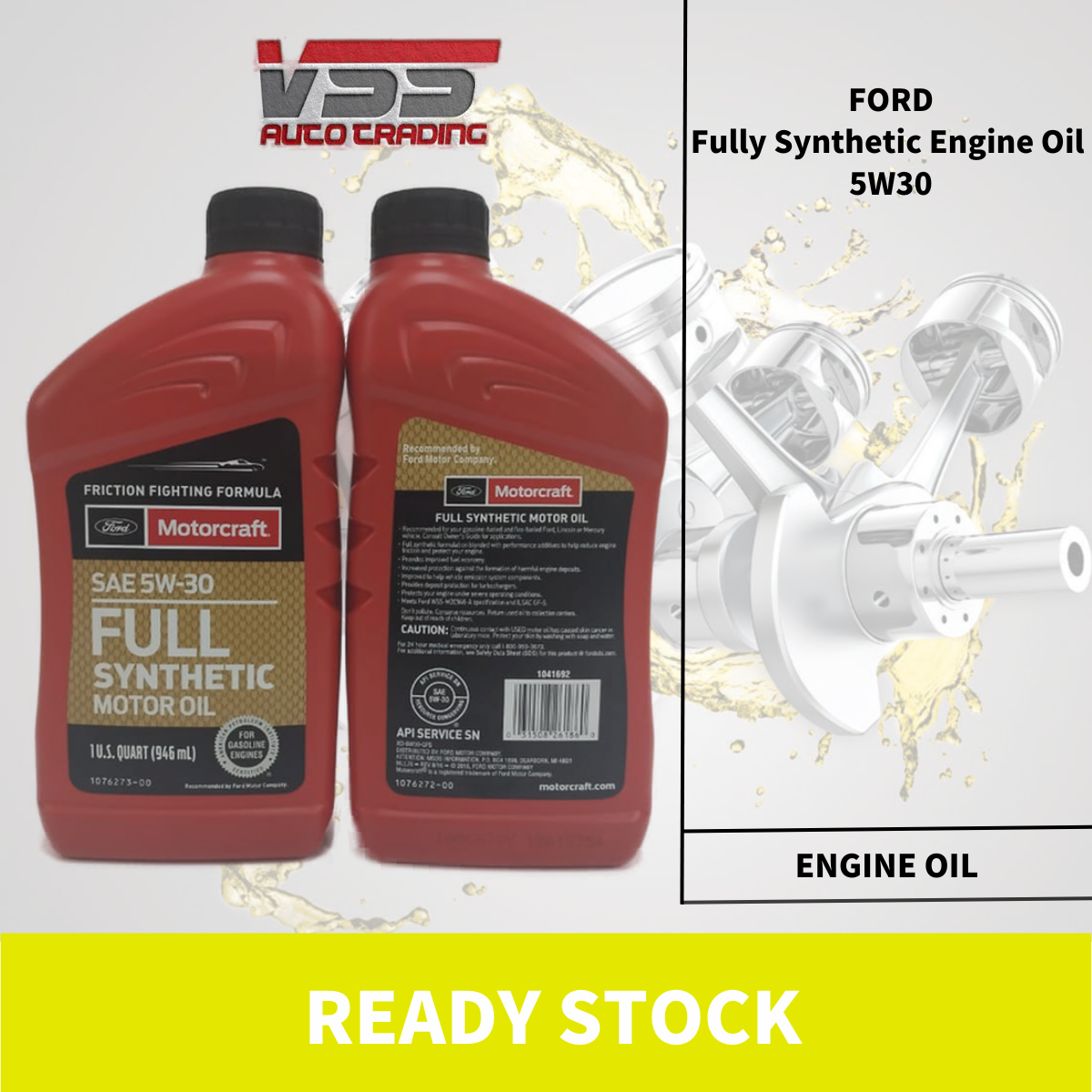 Genuine Ford Motorcraft Engine Oil Fully Synthetic SAE 5W30 5W-30 946ml ...