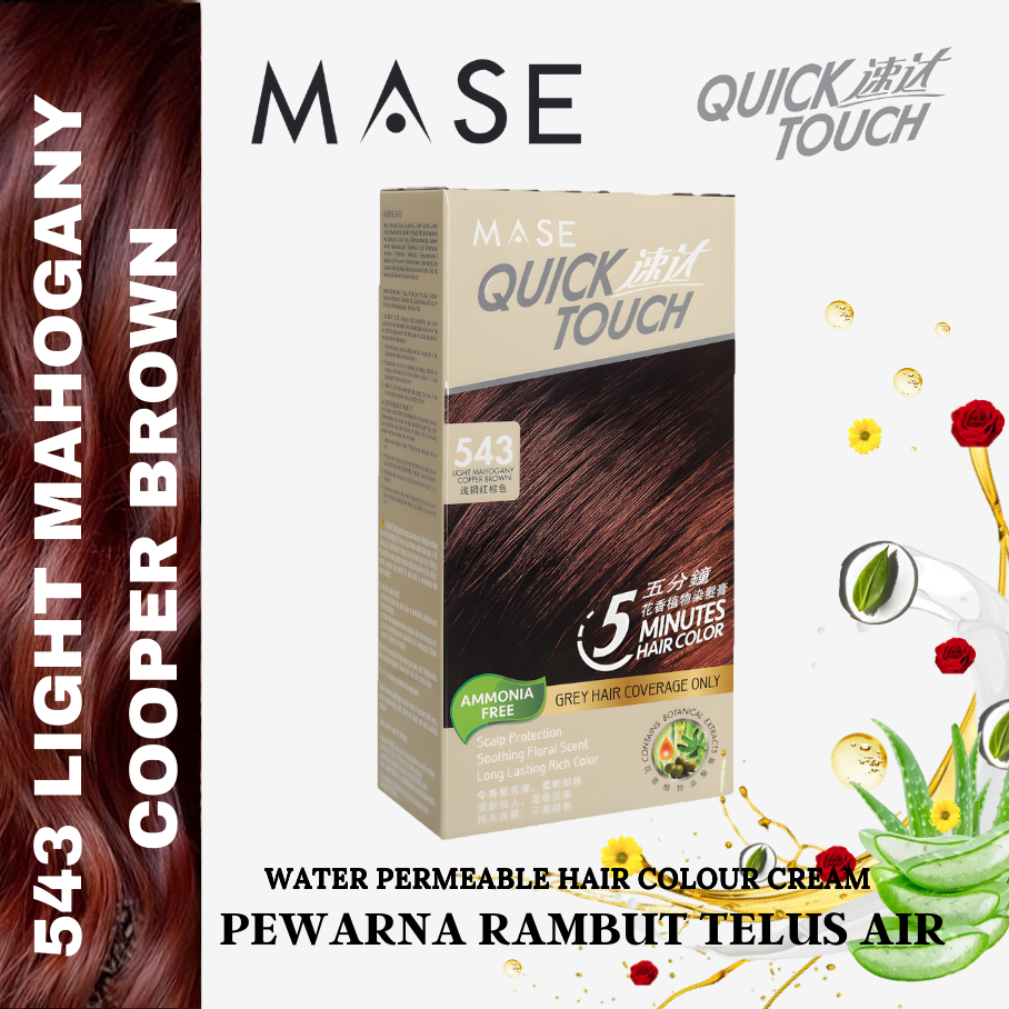Quick Touch 5 Minit Pewarna Rambut 543 Coklat Tembaga Mahogani Cerah ...