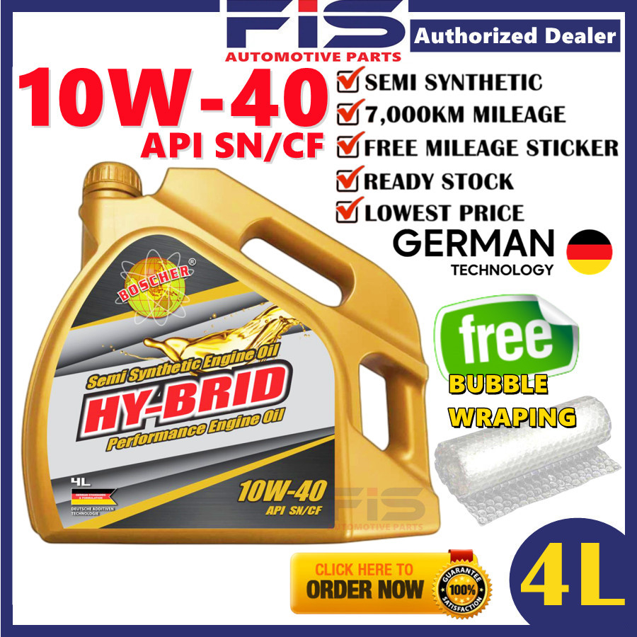 FIS Boscher Engine Oil 10W-40 Semi Synthetic 4Liter Proton Saga BLM FLX ...