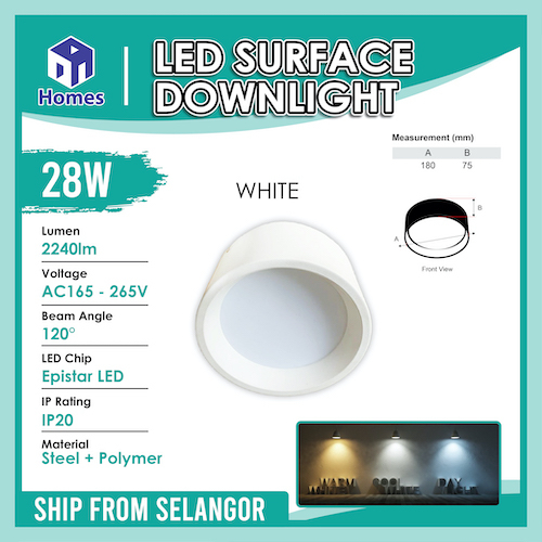 Homes SURFACE MOUNT Anti-Glare LED Downlight 12W/20W/28W 4″/5.5″/7 ...