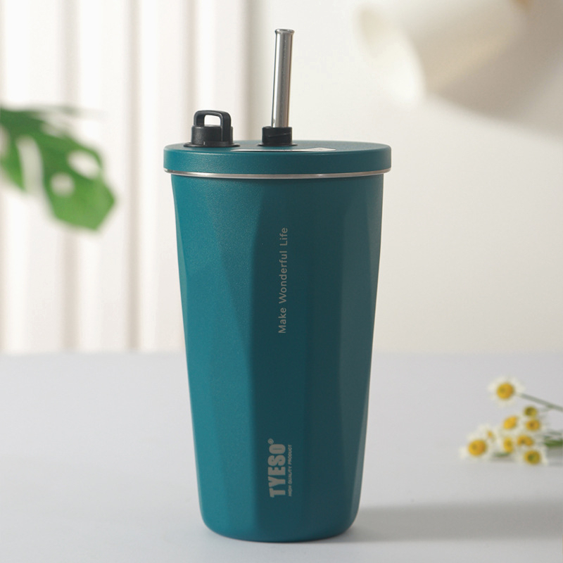 【Local Delivery】Original Tyeso Coffee Mug Vacuum Insulated Bottle Tumbler with Straw Stainless ...
