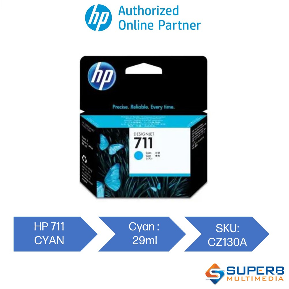 HP 711 Cyan 29ml CZ130A Ink Cartridge | Shopee Malaysia