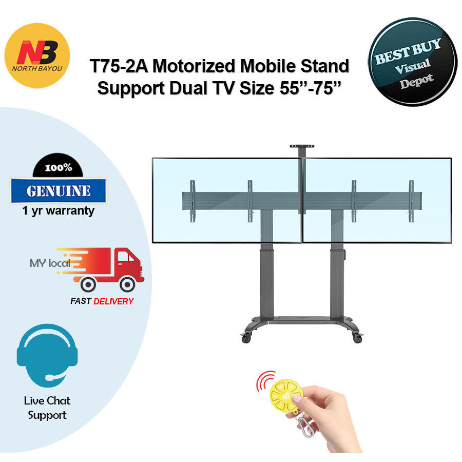NB T75-2A Motorized Dual TV Mobile Stand for Size 55”-75” | Shopee Malaysia