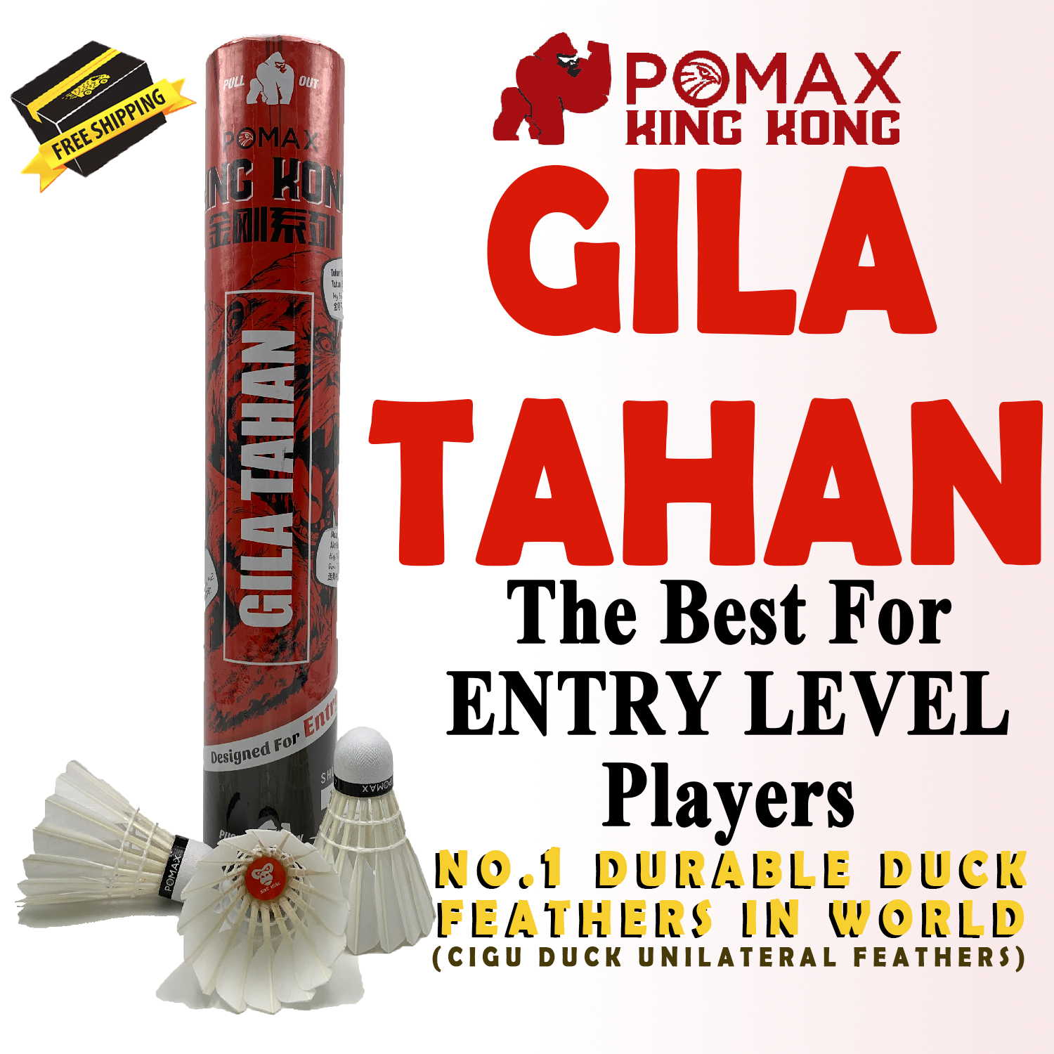 Pomax King Kong Gila Tahan Badminton Shuttlecock For Beginner Shuttle Speed 76 And Speed 77 ...