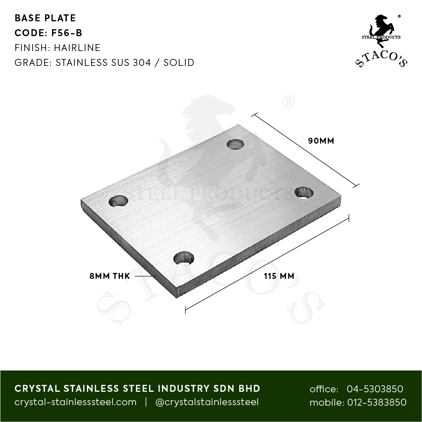 STACOS Stainless Steel 304 Base Plate Balustrade Baluster Staircase ...