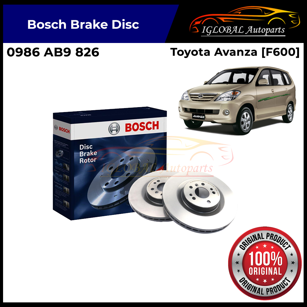 (2 PCS) Bosch Disc Brake Rotor Front 0986AB9826 Set for Toyota Avanza ...