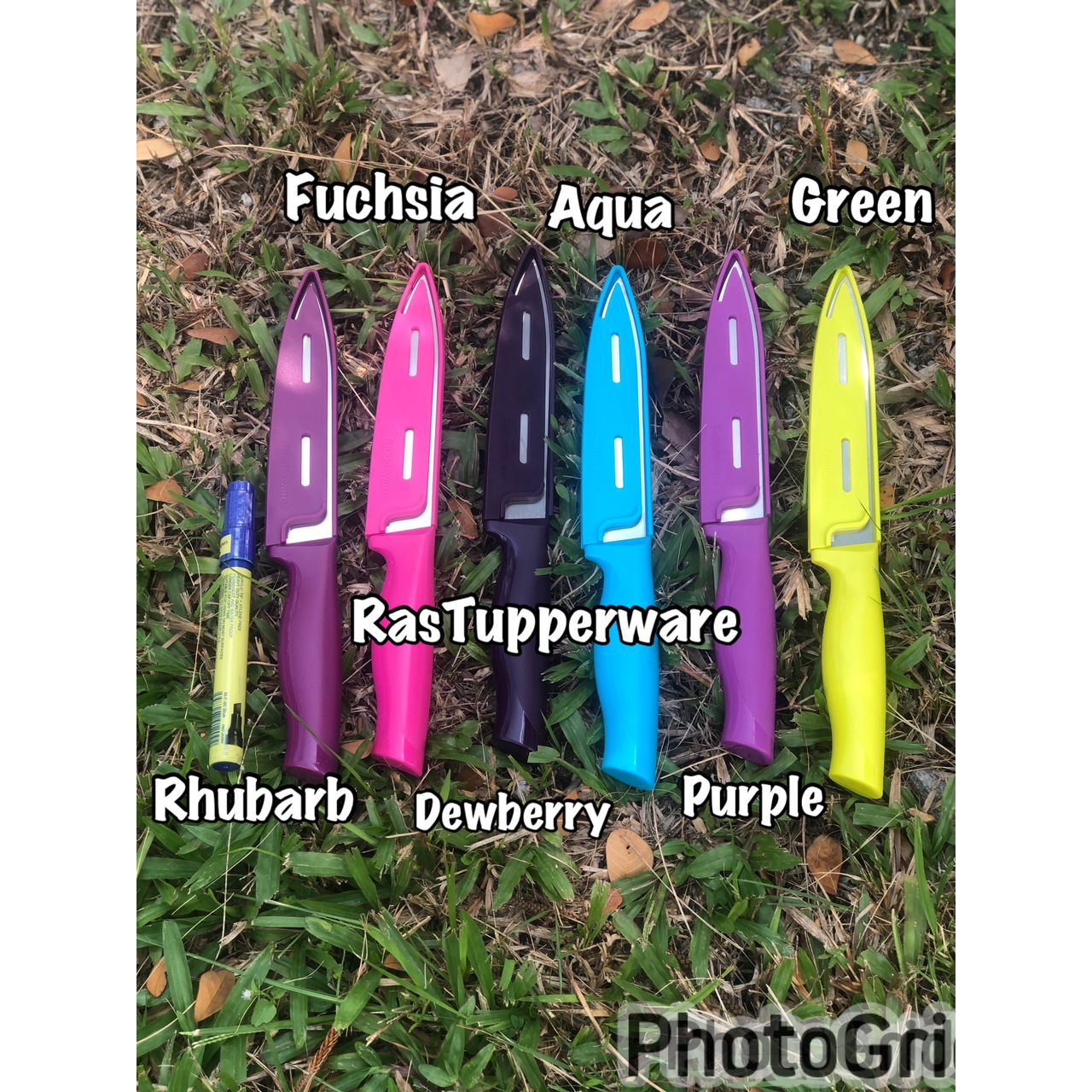 TUPPERWARE LARGE UTILITY KNIFE(GREEN/PURPLE/DEWBERRY/RHUBARB/AQUA ...