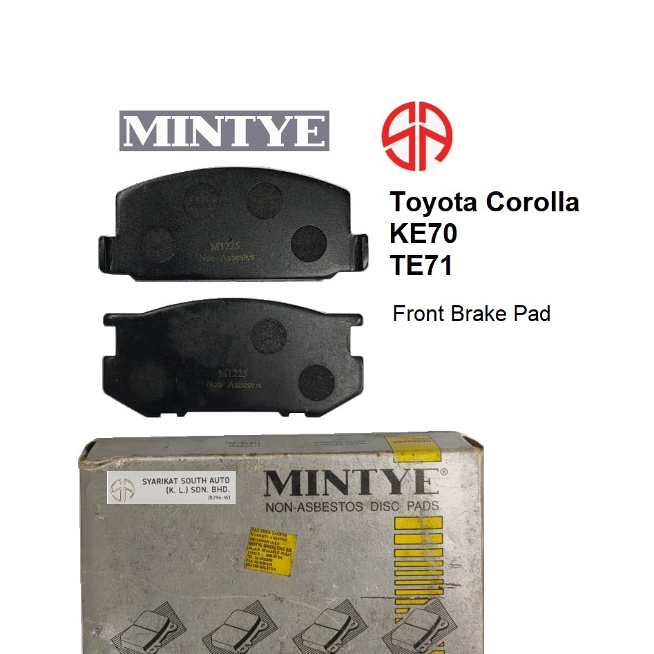 Toyota Corolla KE70 Brake Pad Front MP-80J Mintye Toyota Corolla KE71 ...