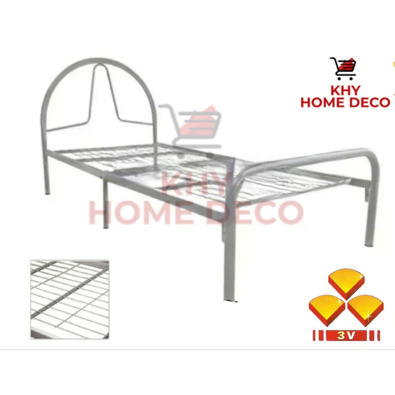 3V Metal Single Bed Frame Silver/Katil Bujang Besi/Katil single besi ...