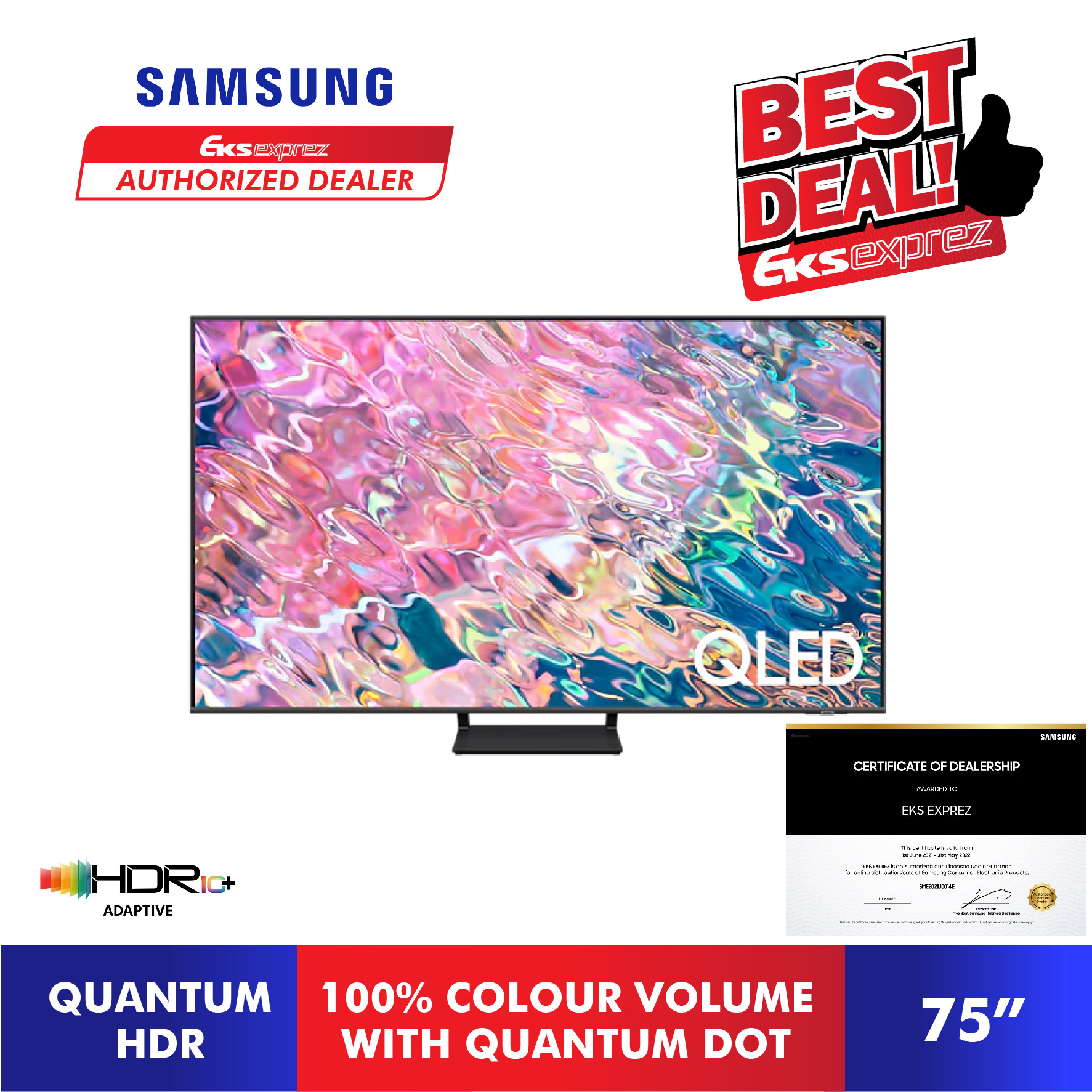 [FREE SHIP+GIFT] Samsung Q65B QLED 4K Smart TV (75") QA75Q65BAKXXM ...