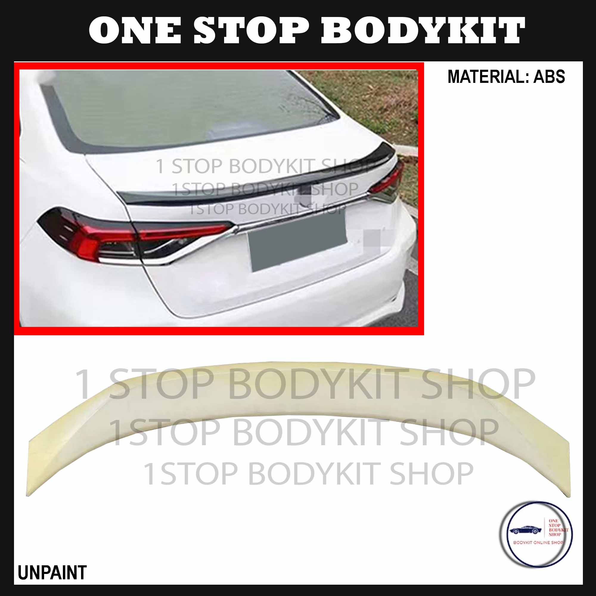 TOYOTA COROLLA ALTIS 2020 SPORT STYLE REAR TRUNK SPOILER ABS SKIRT LIP ...
