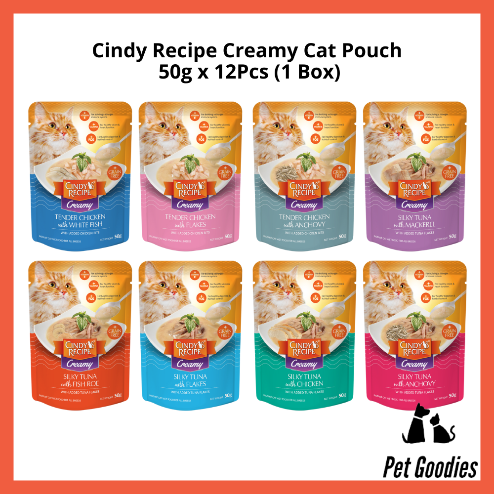 Cindy's Recipe Creamy Pouch Cat Wet Food ( 50g x 12 Pcs ) (8 Flavours) | Shopee Malaysia