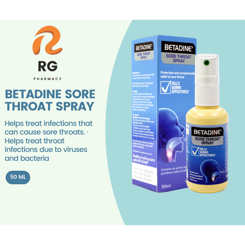 BETADINE 0.45% SORE THROAT SPRAY 50ML ( SPRAY SAKIT TEKAK ) | Shopee ...