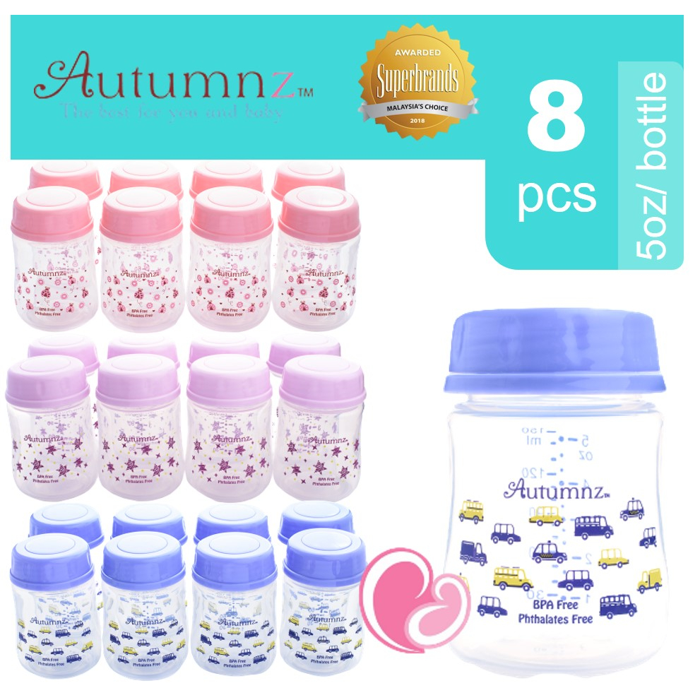 Autumnz 8pcs Wide Neck Breastmilk Storage Bottles 5oz / 150ml | Botol Simpan Susu Bayi | Shopee ...