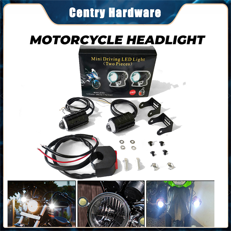 【High Quality】2Pcs Motorcycle Car Mini Driving Light White+Yellow Pair ...