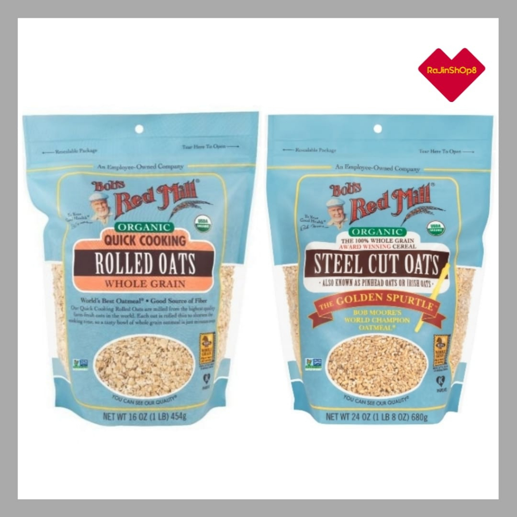 Bob's Red Mill - Organic Quick Cooking Rolled Oats 454g , Organic Steel ...
