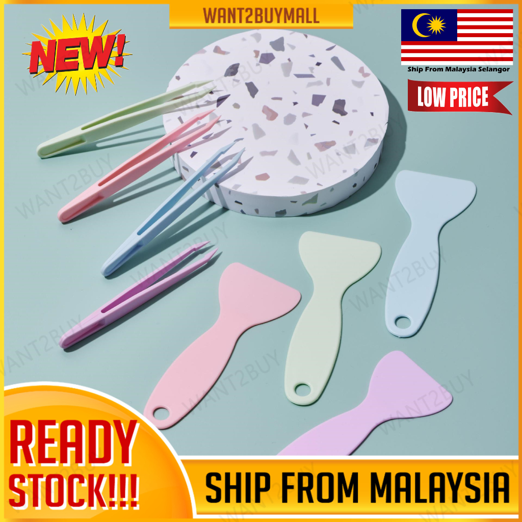 🇲🇾 🏆 1pcs Plastic Disposable Tweezer Scraper DIY Kit Elbow Toy Straight ...