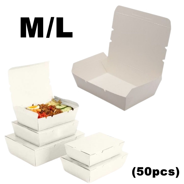 White Paper Lunch Box / Take Away / Disposable / Kotak Makanan Kertas ...