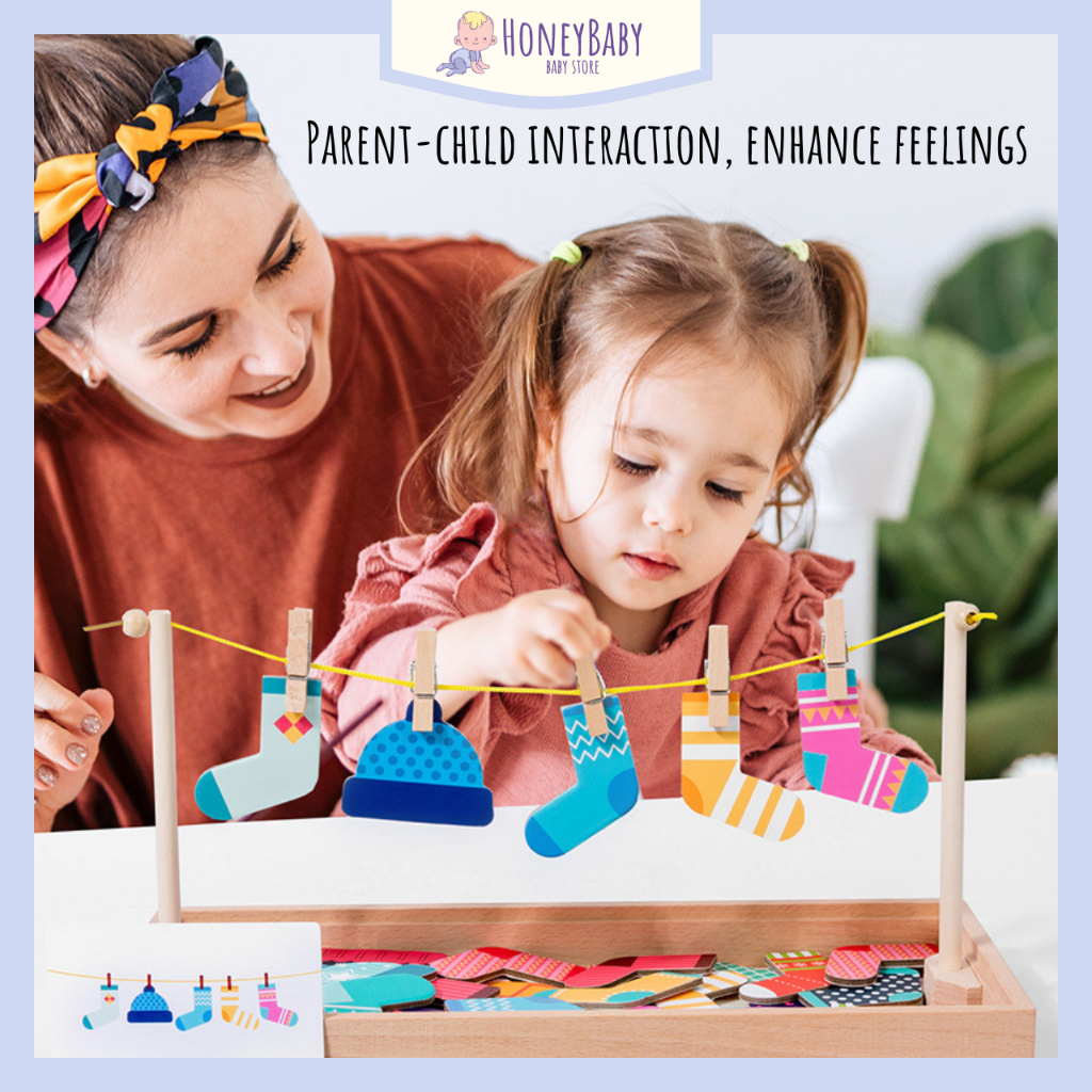 HONEYBABY Dry Clothes Puzzle Game Toy Board Box Educational Learning ...