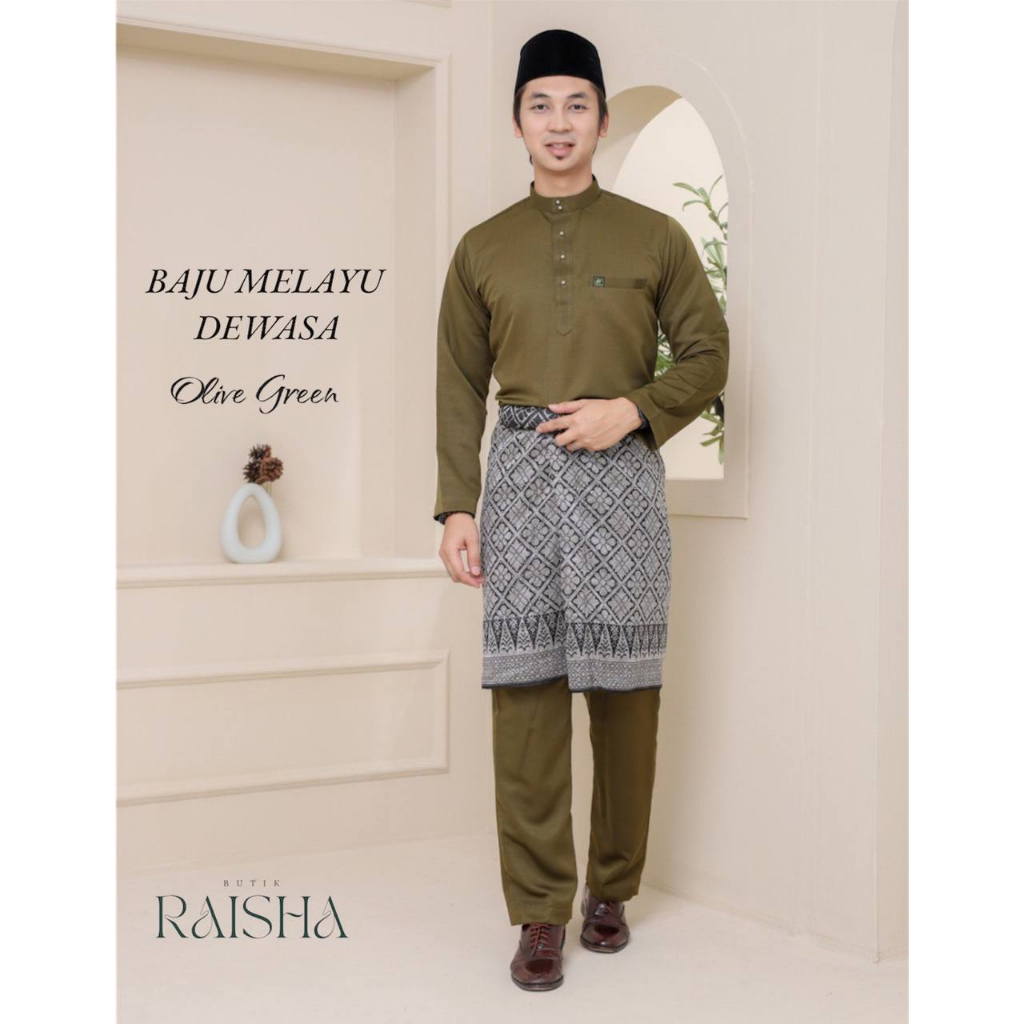 [NEW] BAJU MELAYU | BAJU MELAYU PESAK | BAJU MELAYU CEKAK MUSANG (OLIVE ...