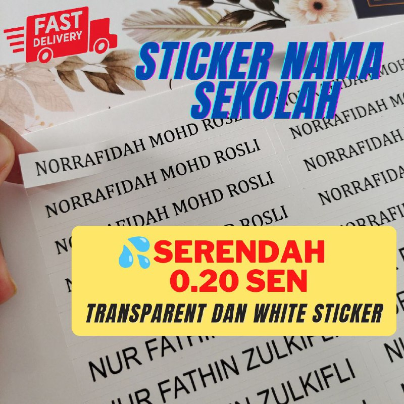 Sticker Nama Sekolah Transparent Kalis Air | Shopee Malaysia