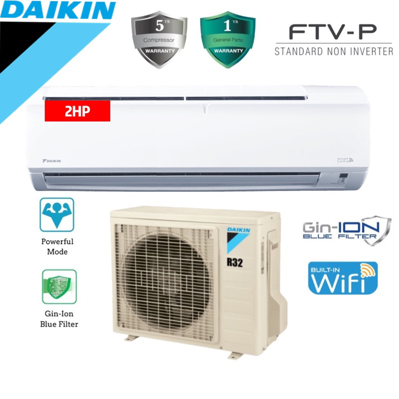 Daikin R32 Non Inverter Air Cond FTV-P Series Air Conditioner 1HP / 1.5HP / 2HP With Smart ...