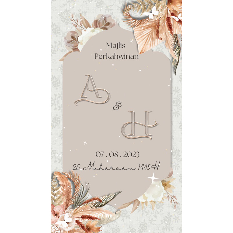 Kad Kahwin Digital Klasik Elegant.Brown/Coklat/Koko/ Virtual Wedding Invitation Classic, Digital ...