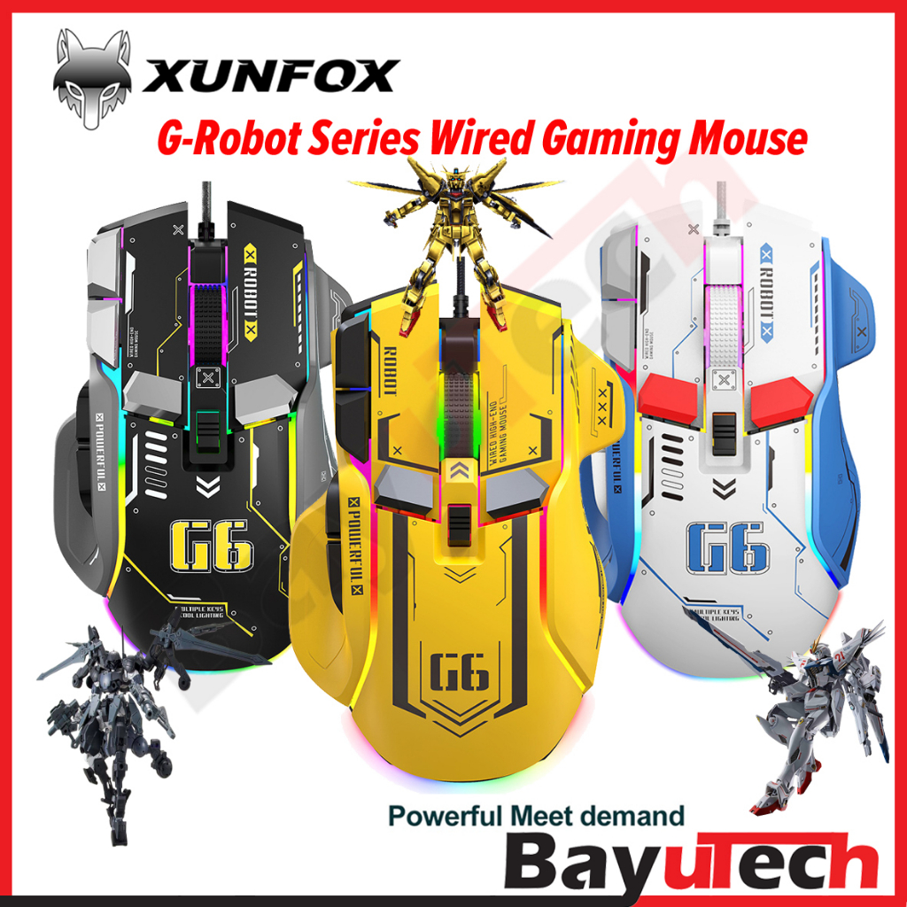 XUNFOX G6 Gaming Mouse WIRED Mice Ergonomic 10 Keys LED DPI Forward ...