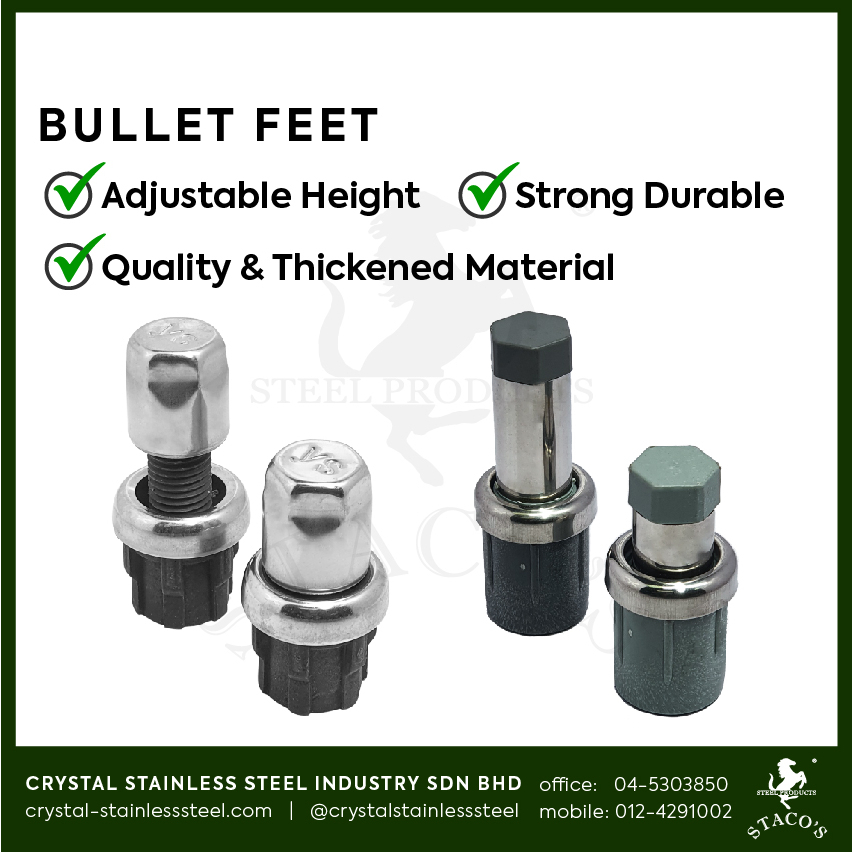 STACOS Stainless Steel 304 Bullet Feet Round Adjustable Table Legs ...
