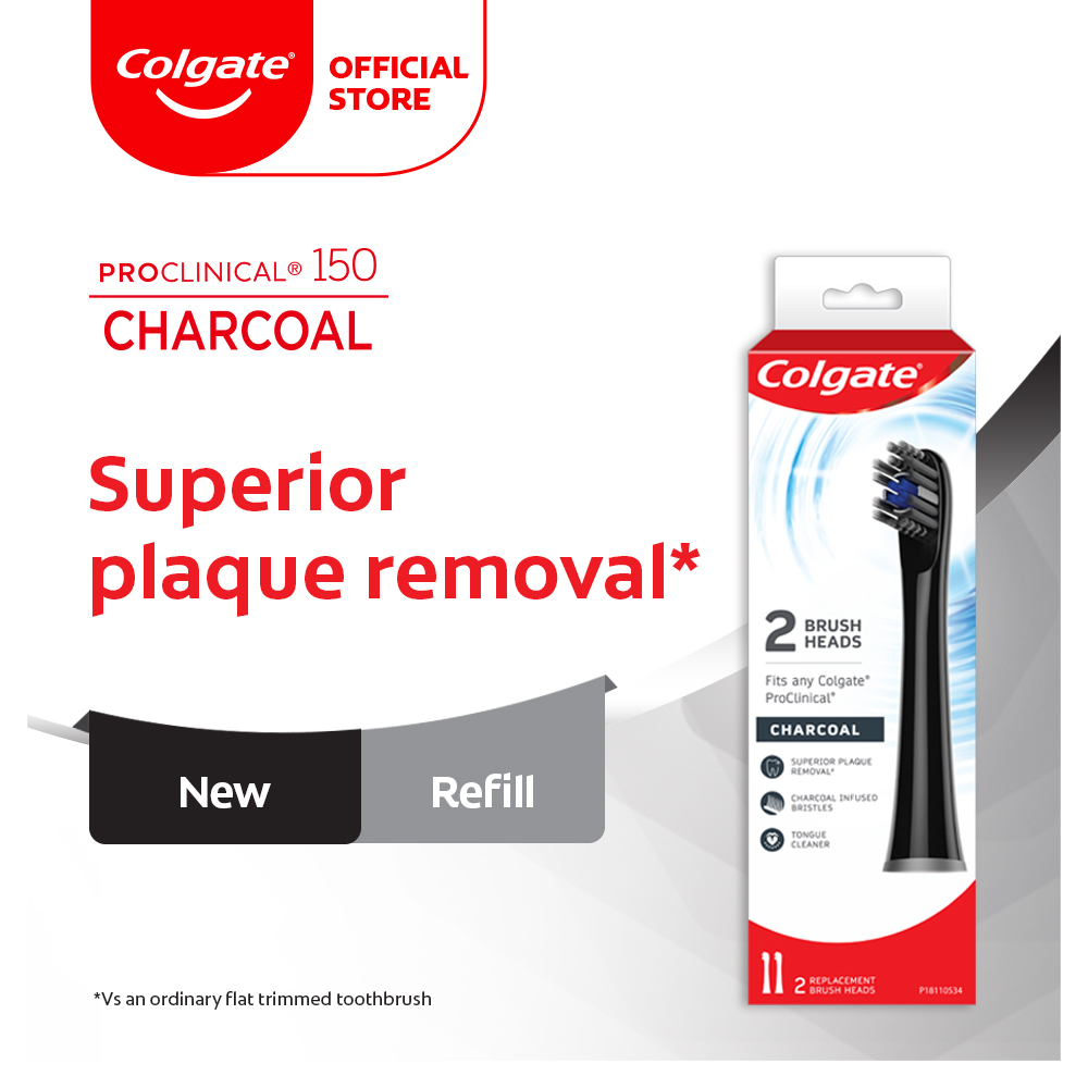 Colgate Proclinical B150 Charcoal Battery Powered Toothbrush Refill (2 ...