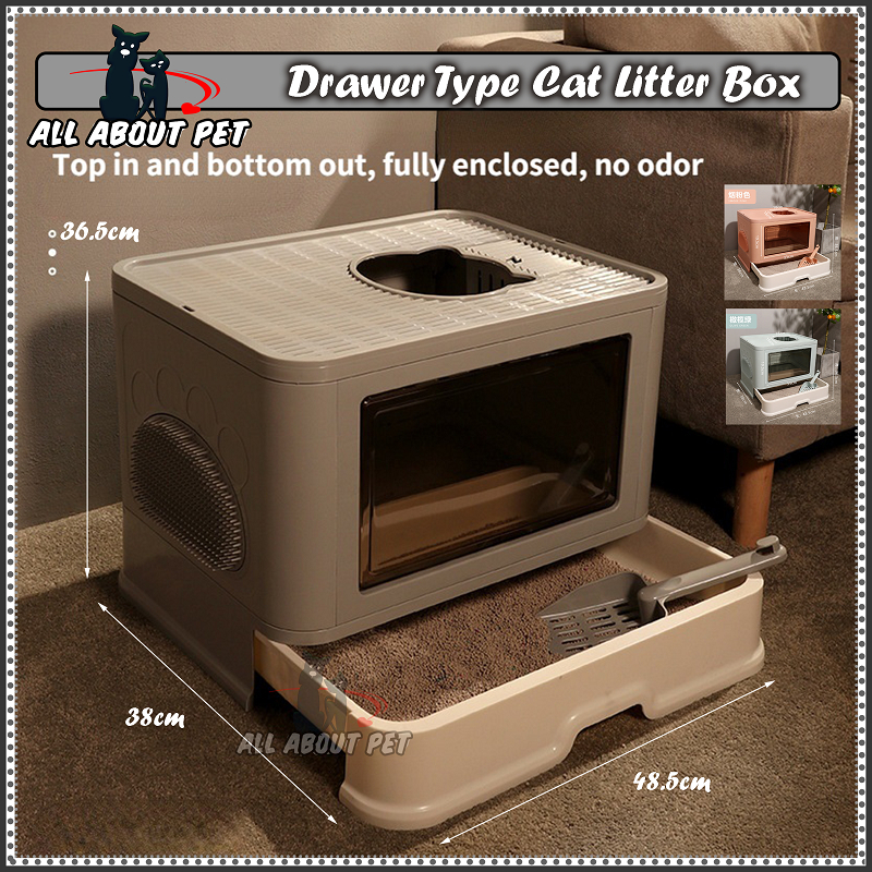 Pet Litter Box Foldable Large CC Cat Toilet Box Anti Splash Drawer ...
