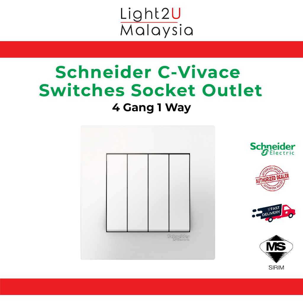 Schneider Electric C-Vivace Series Switch Sockets White 13A USB/4 Gang ...