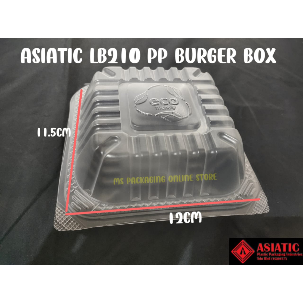 ASIATIC LB210 PP Burger Box (100pcs±) LB 210 Disposable PP Plastic Food ...