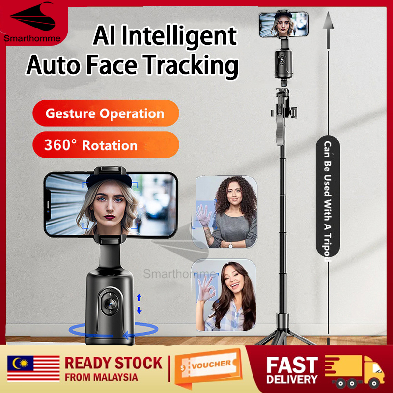 KiTBEEZ🔥P01 Auto Face Tracking Phone selfie stick 360°rotation Holder AI Follow-Up Vlog Live ...