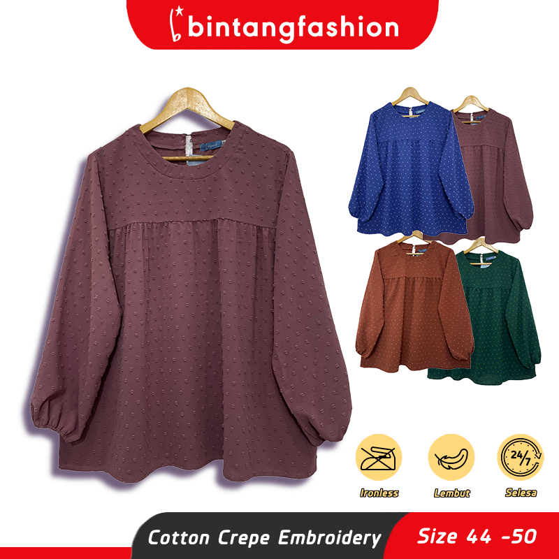 Bintang Fashion Blouse Labuh Muslimah Saiz Besar Lengan Panjang ...