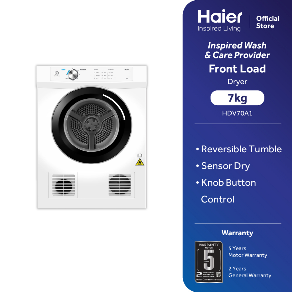 Haier 7KG Dryer Reversible Vented Knob Control Sensor Dry HDV70A1 ...