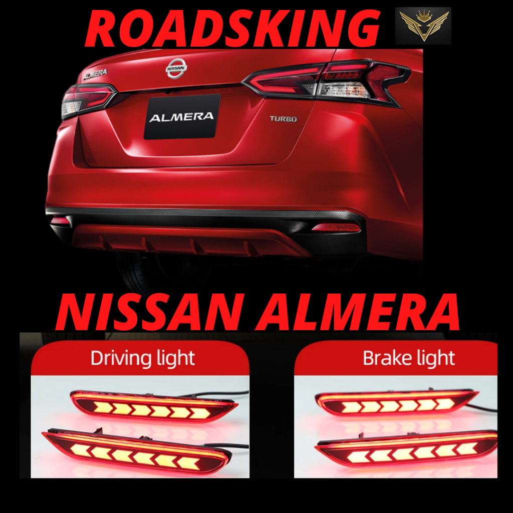 NISSAN ALMERA 2020 ~ 2023 REAR BUMPER LIGHT BRAKE LAMPU Reflector LED 2 ...
