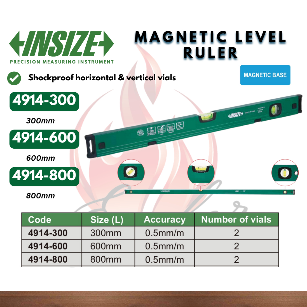 INSIZE Magnetic Water Level Horizontal Vertical Ruler Spirit Level ...