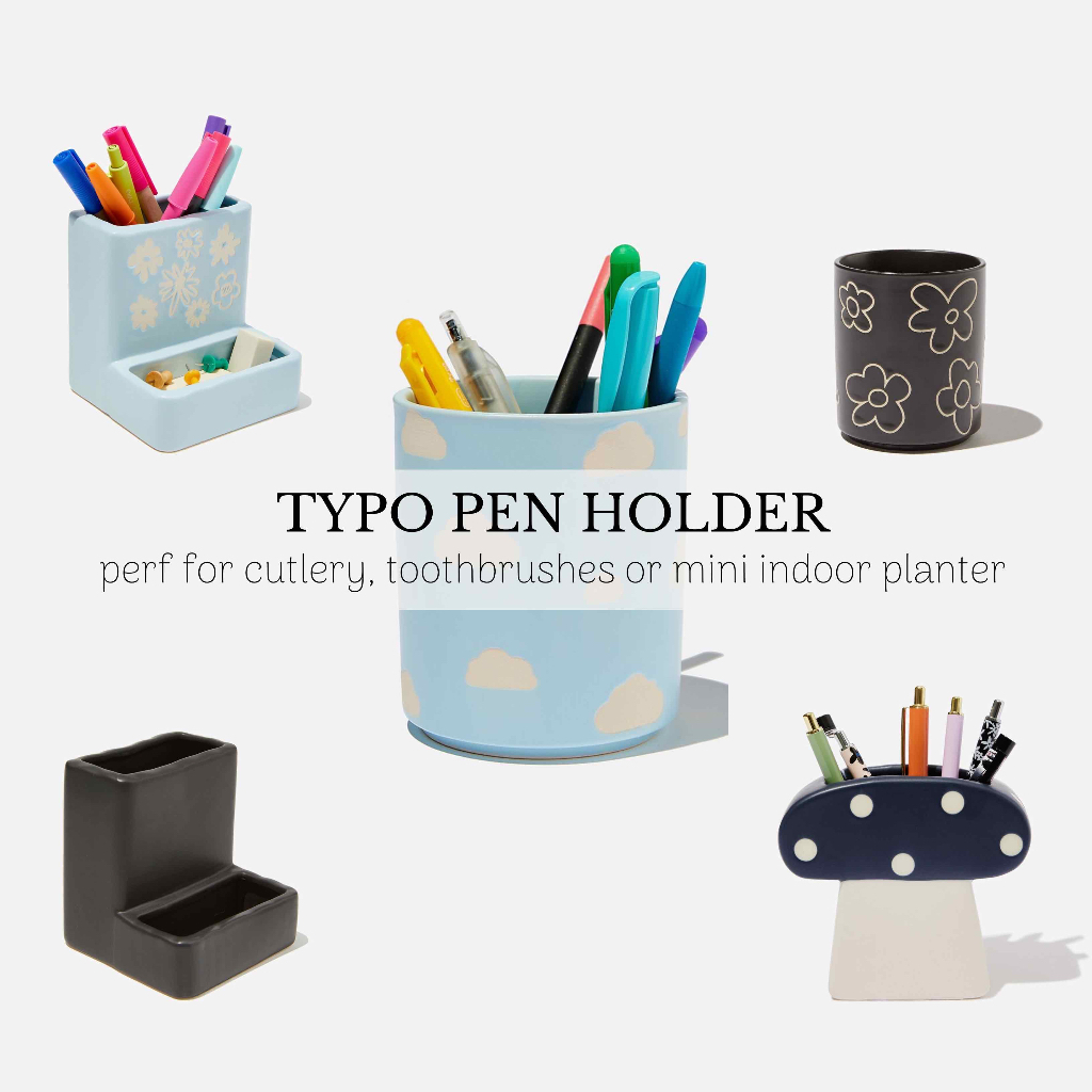 TYPO Stationery / Pen Holder 10.5cm x 8.5cm / perf for cutlery ...