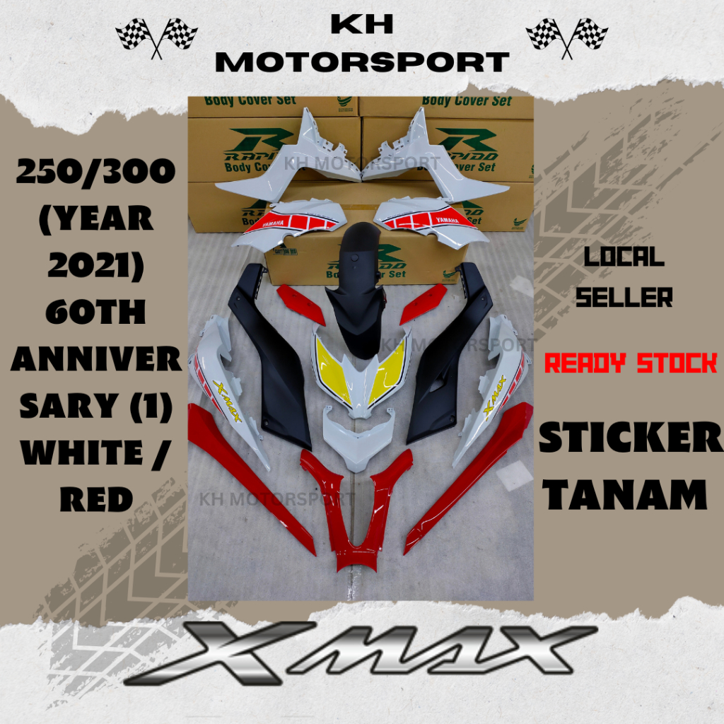 YAMAHA XMAX 250/300 (YEAR 2021) 60TH ANNIVERSARY (1) WHITE/RED COVERSET ...