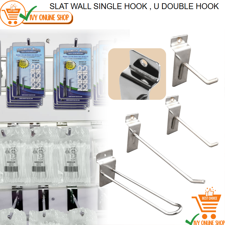 Clear Stock Slat Wall Single Hook / U Double Hook | Shopee Malaysia